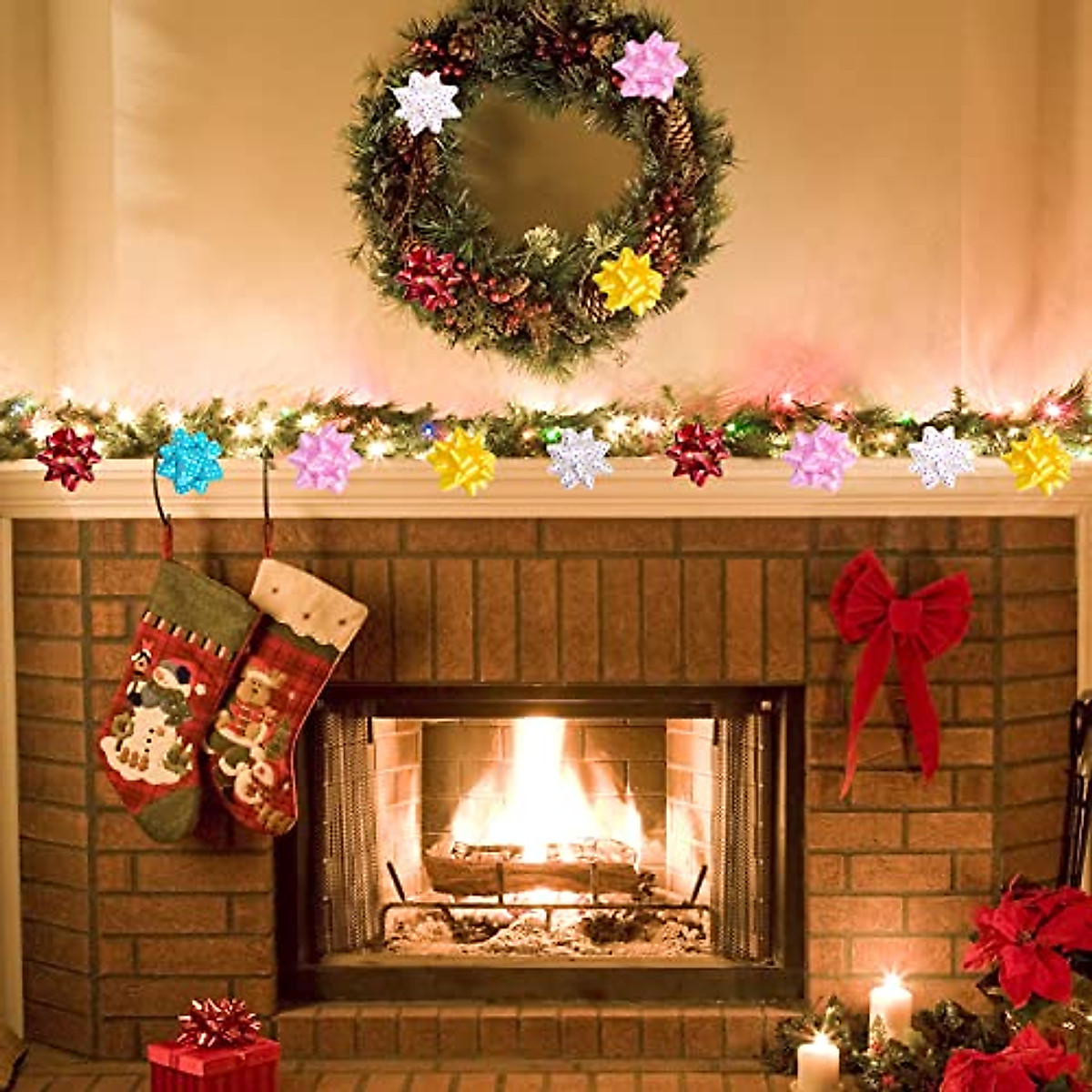 2 inch 100Pcs Small Star Bows for Gift Wrapping and Presents,Multiple coClour Christmas Bows,for Parties, Birthdays, Weddings or Other Holidays.