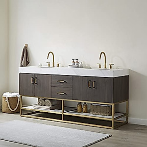 VINNOVA Toledo Bathroom Vanity, 72 Inches, Dark Walnut
