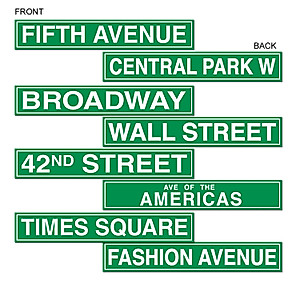 Beistle 50094 4-Pack NYC Street Sign Cutouts, 4-Inch by 24-Inch, Green/White