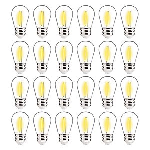 ALAMPEVER LED String Light Bulbs,E26 Bulb for Outdoor String Lights Bulb,24 Pack Waterproof S14 Replacement LED Bulbs，5W,2200K Warm White，Non-Dimmable