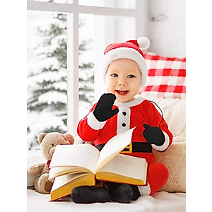 SATINIOR 3 Pairs Toddler Magic Stretch Mittens Full Finger Knit Gloves Kids Winter Warm Mittens (Black, White, Light Grey,Suits for 1-4 Years)