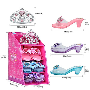 Mastom Girls Play Set! Fashion Princess Dress Up Shoes and Tiara (3 Pairs of Shoes + 1 Tiara) Role Play Collection for Little Girls
