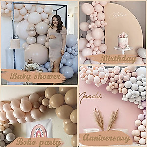 Balloon Arch Kit, SCMDOTI Neutral Balloon Garland with Double Stuffed Grey, Nude Balloon, Sand White Balloon for Boho Party, Baby Shower Decoration, Gender Reveal Party, Birthday, Baptism Decoration