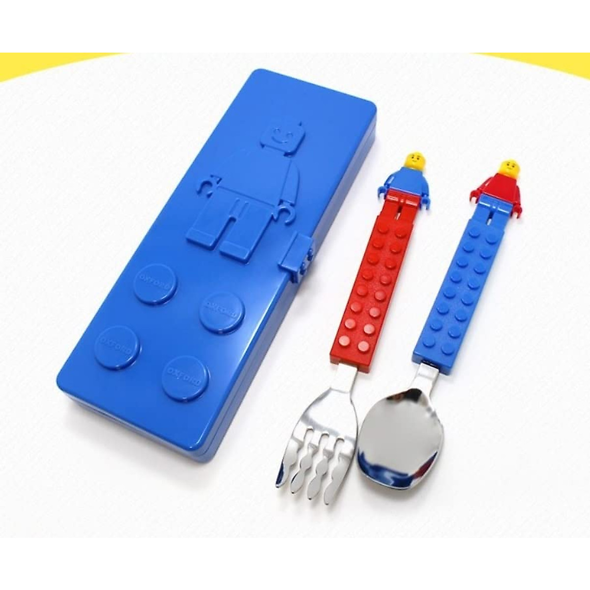 Oxford Brick Spoon and Fork with Case for Kids. Blue or Red for Case.