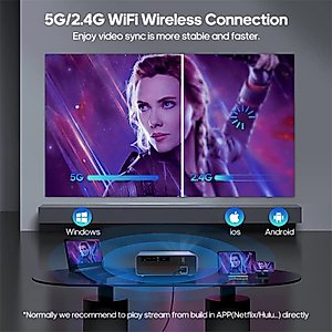KYASTER Native 1080P Projector,700 ANSI Lumen 4K Supported,4P/4D Keystone Correction,Android 9.0 OS with Build in App Store,5G WiFi Wireless Screencast for iPhone,10W Speakers,Bluetooth 5.1