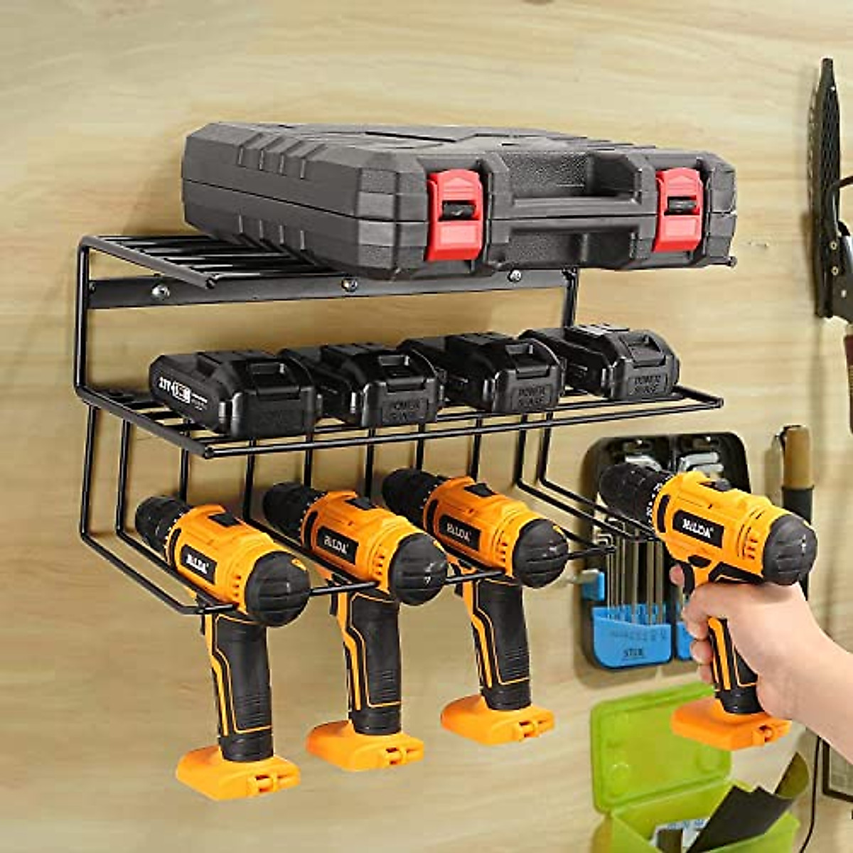 VLIZO Wall-mounted rack tool Multi-functional Rack rack garage storage rack iron drill charging station drill holder detachable Tool holder