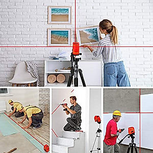 SNAN 98 Feet Laser Level Self-Leveling Horizontal and Vertical Cross-Line Laser, Three Modules with 2 Laser Heads, Pulse Mode, Magnetic Support and Carrying Pouch, 360° Rotating, IP54