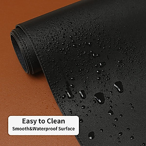 Leather Desk Pad,Wolaile 36x17 inch Large Mouse Pad,Waterproof Non-Slip Writing Desk Blotter,Computer Mat Desktop Protector for Office Home,Black