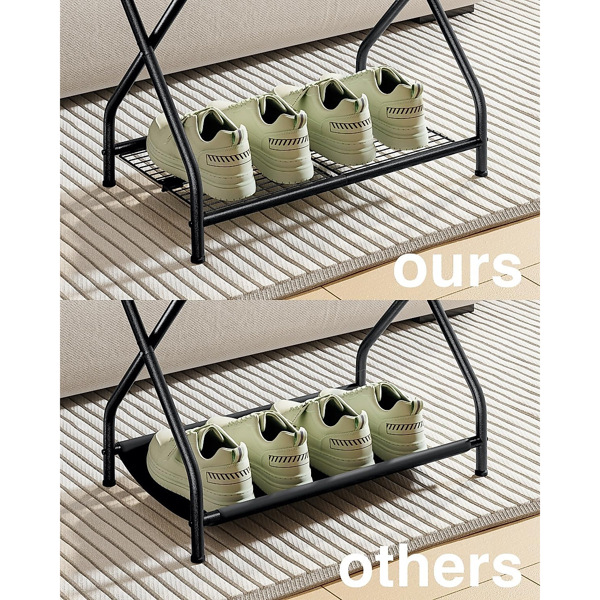 NEFROM Luggage Rack Pack of 2, Foldable Suitcase Stand with Storage Shelf, Metal Luggage Holder for Guest Room, Bedroom, Hotel LR-BK-2