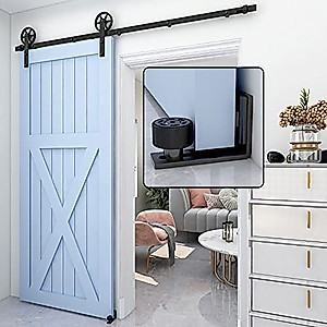 CCJH Sliding Barn Door Floor Guide Adjustable Wall Mount Flush Bottom Door Guides 1Pack Black