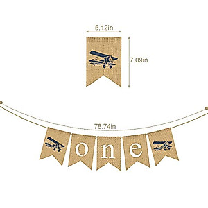 Jute Burlap Airplane Theme One High Chair Banner Boy 1st Birthday Party Highchair Decoraiton