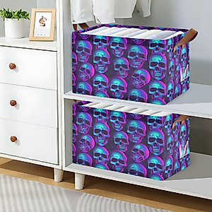 GEDAKO Storage Cubes Foldable Storage Bin Baskets with Double Handles - 117 - Skull Head Shelves Closet Organizers for Clothes Toys,M