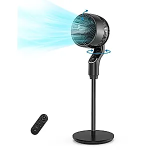Pedestal Fan for Bedroom,VCK 42“ Standing Floor Fan with 360° Oscillating Air Circulator,32 Speeds,4 Modes,24db Ultra Quiet DC Motor,24H Timer,Child Lock,Smart Remote Control for Home, Office, Indoor
