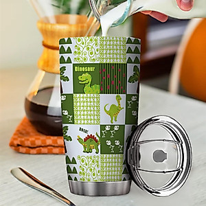 Tumbler Cartoon Dinosaur Tree Stainless Steel Coffee Travel Mug With Flip Lid Leak Proof Travel Tumbler Hot And Cold Drinks Thermal Cup Tea Wine Cups For Office Cartoon Dinosaur Tree 20oz