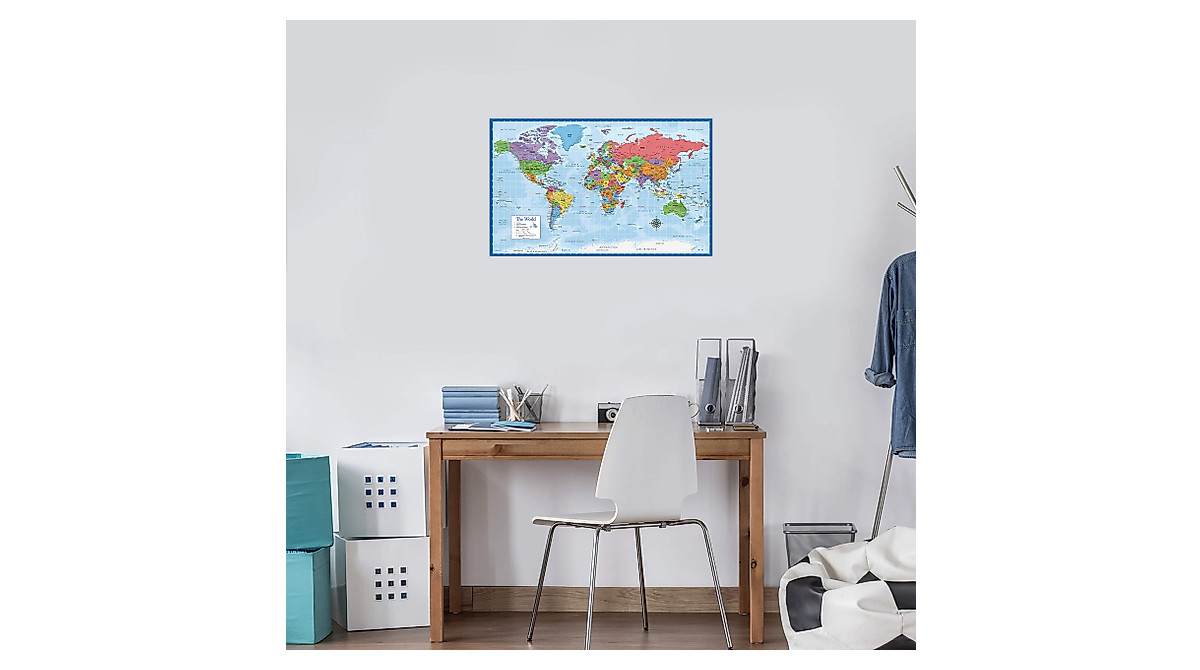 Laminated World Map 18x29 - Made in USA for Classroom & Home
