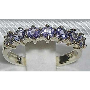 925 Sterling Silver Real Genuine Tanzanite Womens Anniversary Ring - Size 8