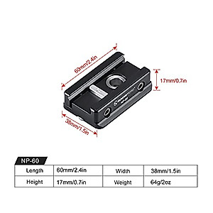 SUNWAYFOTO NP-60 Picatinny NATO Arca-Swiss Tripod Dovetail Adapter Mount Arca Compatible