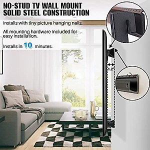 AENTGIU Studless TV Wall Mount, Heavy Duty Drywall TV Bracket Hanger for 32-75 inch Flat Screen TVs, No Stud, No Drill, No Anchors, Easy Install with All Hardware Included