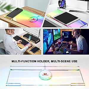 SELORSS Computer Keyboard Stand for Desk, Clear Acrylic Keyboard Tray 366 RGB LED Backlit, Keyboard Riser with USB Interface,Desk Riser for Easy Ergonomic Typing and Working at Home&Office