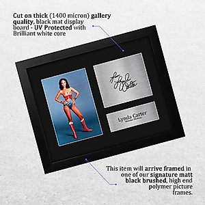 HWC Trading Lynda Carter Original Wonder Woman Framed Gifts Printed Signed Autograph Picture for TV Show Fans - US Letter Size