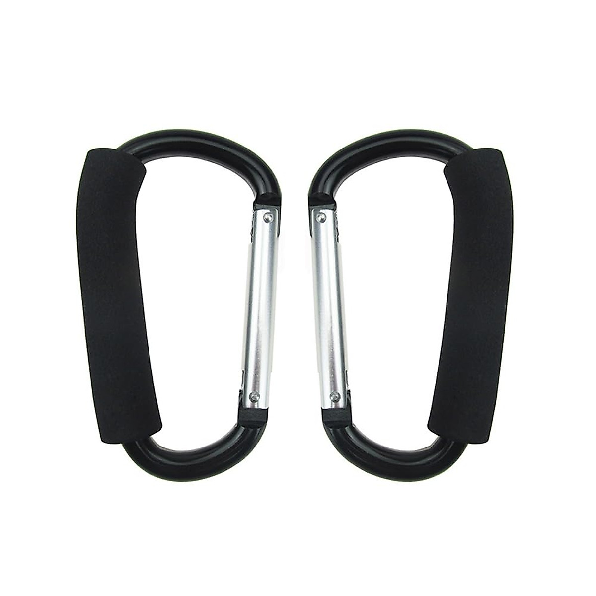 AKOAK Universal Stroller Hook Hanging Bag and Shopping, Large Hook Clasp Stroller Accessories - Easy Hanging Wallet, Diaper Bag, Shopping Bag, Toys, Sports Equipment - Pack of 2, Black