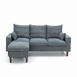 Panana Sectional Sofa Couches for Living Room Modern Linen Fabric L-Shaped Couch 3-Seat Sofa for Apartment and Small Space