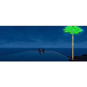 Palm Trees for Outside Patio Decor, 7FT 250 LED Lighting Artificial Palm Tree with Coconuts, Outdoor Pool Tropical Decorations for Home Party Hawaiian Jungle Christmas Nativity Beach Garden Park