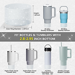 WUQID Protective Bling Silicone Boot Sleeve, Compatible with Stanley Tumbler 20-40oz & Hydro Flask Bottle 12oz-24oz, Glitter Reduces Dents Sleeve Cover for More Bottles/Tumblers Bottom of 2.83-2.95in