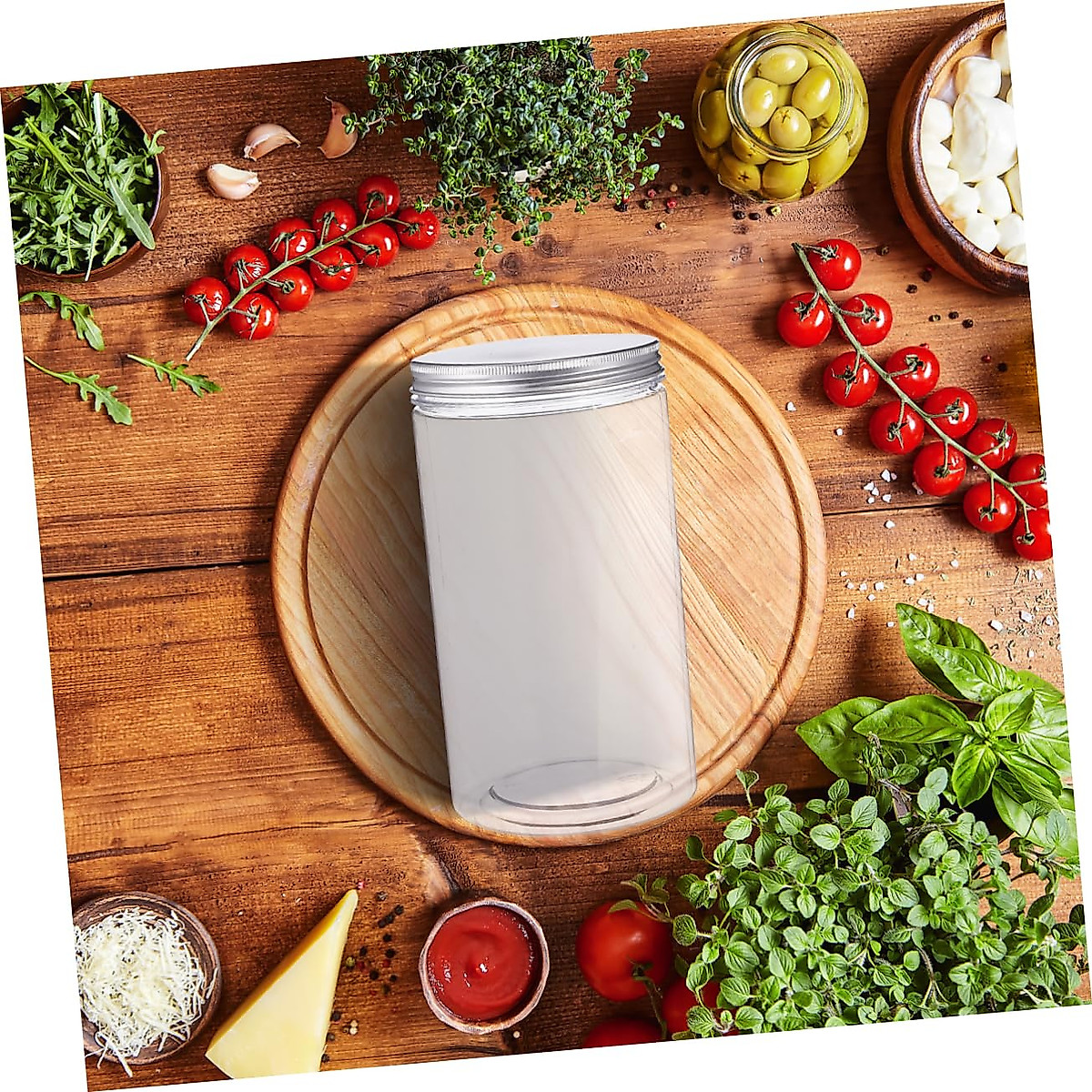 Cabilock 4pcs Plastic Cereal Storage Container Plastic Food Storage Container Tank Food Storage Jar with Lid for Loose Tea Sugar Dry Grains Food Coffee Bean 10cm