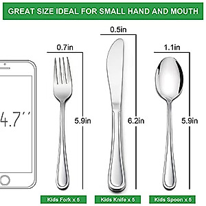 LIANYU 15-Piece Kids Silverware Set, Stainless Steel Toddler Utensils Flatware Set, Child Cutlery Tableware Set for 5, Include knife Fork Spoon, Mirror Finished, Dishwasher Safe