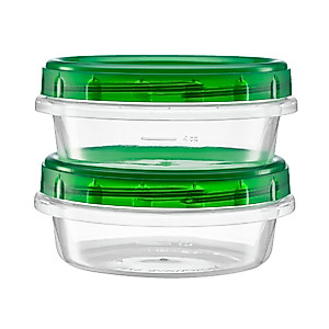 Elegant Disposables (8 Ounce 10 Pack) Twist cap Containers Clear Bottom With Green Top Screw on Lids Twist Top Food Storage Freezer Containers