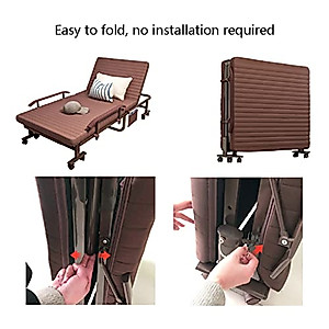 SHENXINCI Double Folding Be,with Mattress Portable Foldable Guest Beds Rollaway Beds for Adults with Luxurious Memory,5 Inch Foam Mattress and Super Sturdy Frame, 4 Size/Brown