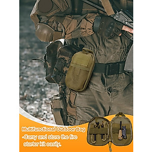 Fire Starter Survival Tool, Fire Starter Kit Includes Magnesium Rod, Steel Striker, 2 Pcs Wick Hemp Rope and Multifunctional Outdoor Bag, Fire Starters for Campfires Hiking Survival Training Gift