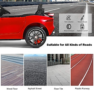 Costzon Ride on Car, 12V Licensed Jaguar F-Type SVR Battery Powered Kids' Electric Vehicles w/Remote Control, Front/Rear Lights, MP3/Music/3 Speeds/Spring Suspension, Kids Car for Toddler (Dark Red)