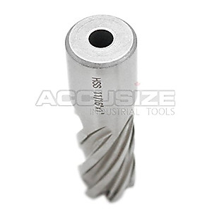 Accusize Industrial Tools 11/16'' X1'' Cutting Depth H.S.S. Annular Cutter with 1 Pc Pilot Pin, 2080-2016Pin