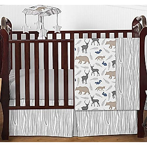 Sweet Jojo Designs Baby Children Kids Clothes Laundry Hamper for Blue Grey and White Woodland Animals Bedding Set