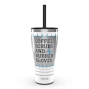 Tervis Traveler Nurse Life - Coffee, Scrubs, and Rubber Gloves Triple Walled Insulated Tumbler Travel Cup Keeps Drinks Cold & Hot, 30oz with Straw Lid, Stainless Steel