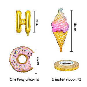 KUNGOON Ice Cream Bar Balloons Decorations,Summer Ice Cream and Donut Balloons Kit for Birthday Baby Shower Wedding Party Decorations.