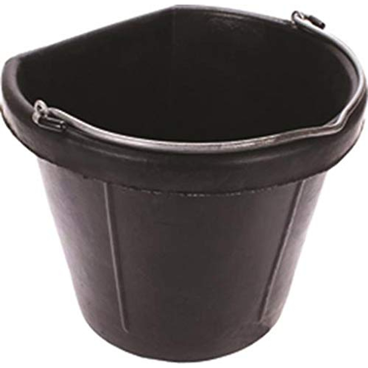 Fortiflex Flat Back Feed Bucket for Horses, 20-Quart, Black