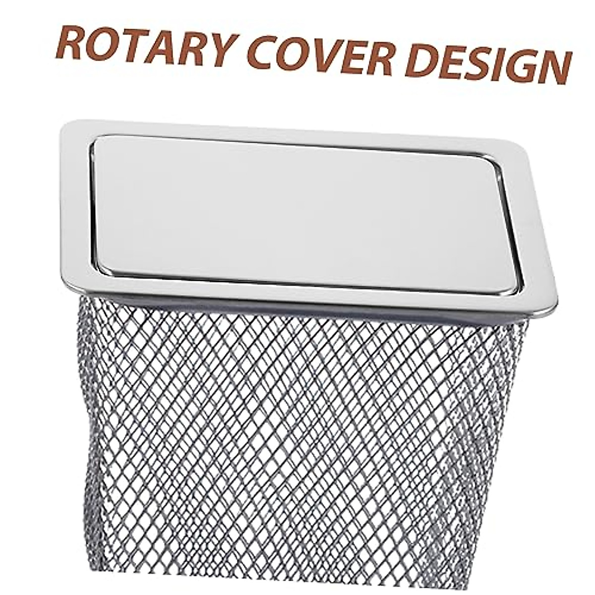 PAMINGONO Trash Lid Recessed Trash Bin Tectangjer Recessed Counter Top Cover Bathroom Tabletop Trash Recessed Lid Grooments Trash Bin Lid Only Hanging Garbage Bin 430 Stainless Steel Silver