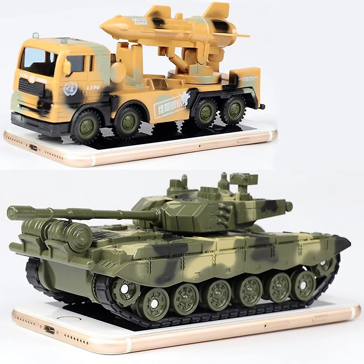 ZUKULIFE Military Vehicles and Army Battle Site Toys Flatbed Truck with Tank, Gift for 3 4 5 6 Year Olds Boys Kid Toddler Child
