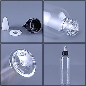 BOMEX 20 Pack 1oz Dispensing Bottles with Twist Top Cap,Small Plastic Squeeze Bottles Boston Round LDPE Bottle for Crafts,Kitchen,Household，Art, Glue（Black） (Black 4oz)