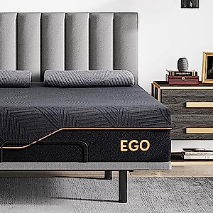 EGOHOME 14 inch Firm King Mattress, Memory Foam Mattress with Cooling Cover, Bed in a Box, CertiPUR-US Certified, Breathable and Supportive, Made in USA, 76”x80”x14” Black
