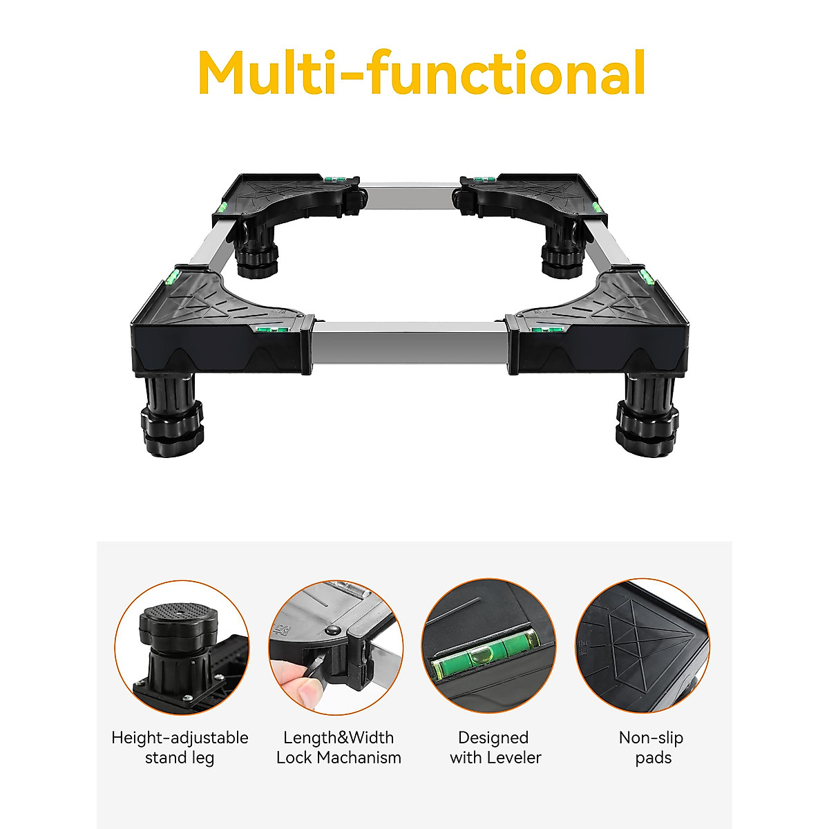 Adjustable Mini Fridge Stand, Mini Fridge Organizer Accessories Universal Stand, Mini Fridge Cabinet, Mini Fridge Stand with Storage, for Dryer, Washing Machine, Refrigerator Furniture Sliders