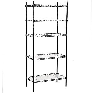 5-Shelf Adjustable Wire Shelving Unit, Pantry Shelves Metal Storage Racks Utility Racks, Height Household Type Heavy Duty Storage Shelving for Kitchen, Bedroom, Bathroom and Garage, Black (5-tier)