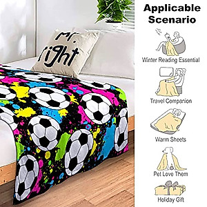 Soccer Blanket Super Soft Flannel Blankets and Throws Outdoor Football for Bedding Boys Girls Adults Gifts 50"X40"