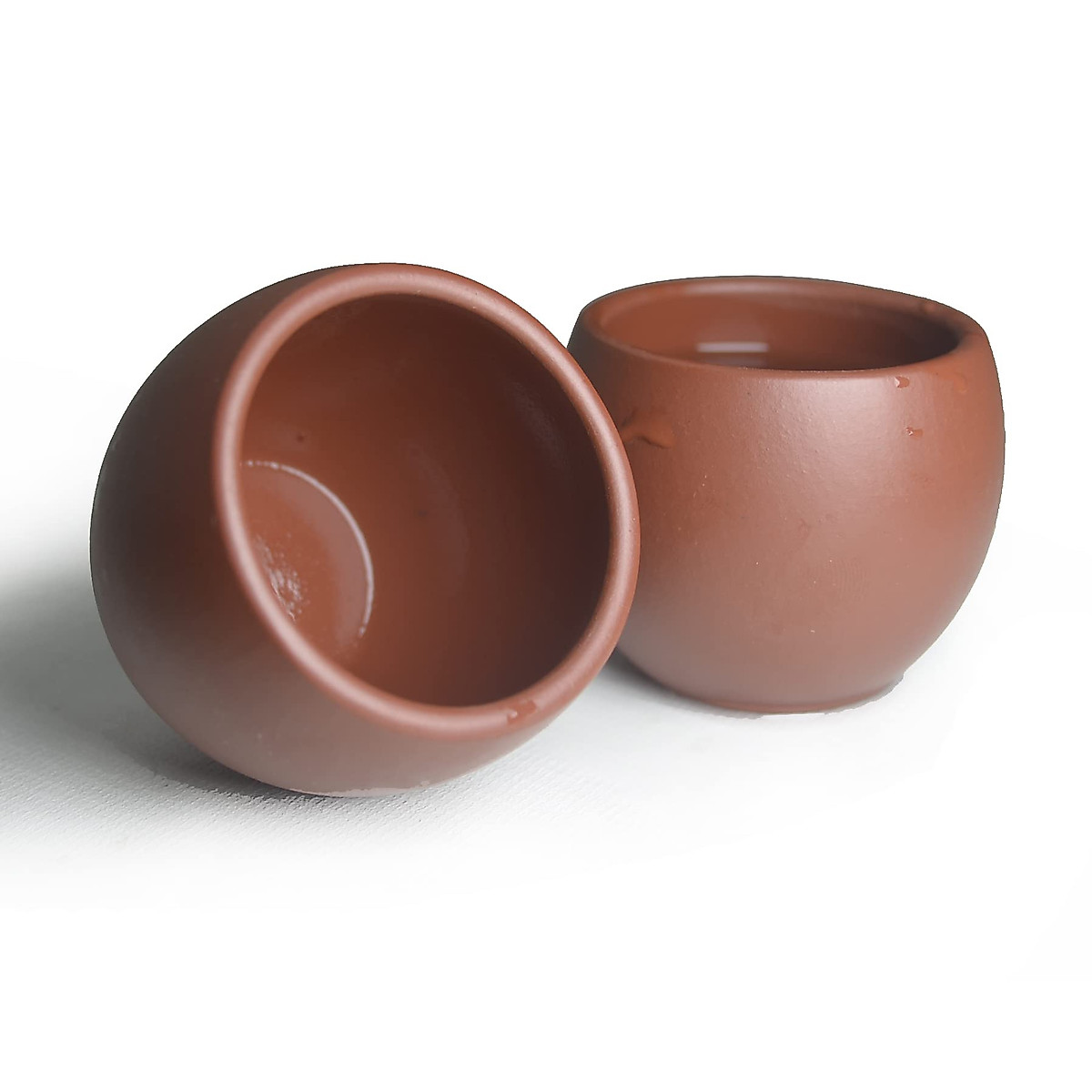 YXHUPOT Teacup 2pcs Chinese Clay Genuine Red Dahongpao Zisha GongfuTea Cups 80ml (Round drum red)