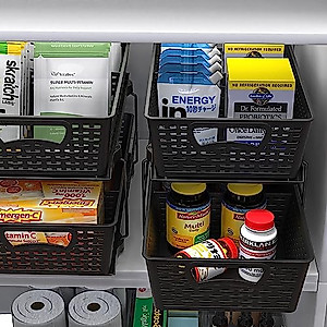 SimpleHouseware 2 Tier Bathroom Organizer Tray Pull-Out Sliding Drawer/Under-Sink Storage, Black