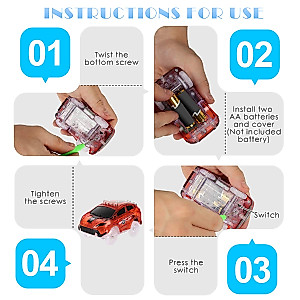 Tracks Cars Only Replacement, Flex Track Race cars for Magic Tracks Glow in the Dark, LED Lights Up Battery Operated Snap N Glow Trax cars Accessories, Compatible with Most Car Tracks for Kids (4pack