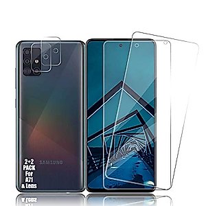 Galaxy A71 Screen Protector + Camera Lens Protectors by BIGFACE, [2 + 2 Pack] Premium HD Clear Tempered Glass, Case Friendly, 9H Hardness, 3D Touch Accuracy, Anti-Bubble Film for Samsung Galaxy A71